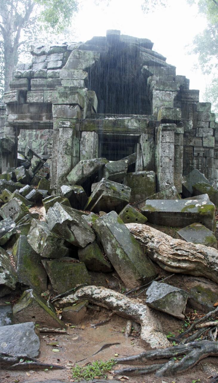 『灼熱！柬埔寨（9）アンコール遺跡の2日目の午後は妻の楽しみにしていたタ・プロームで雨に恵まれ、わずかに涼しさを感じる。』シェムリアップ ...